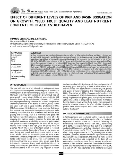 (PDF) EFFECT OF DIFFERENT LEVELS OF DRIP AND BASIN IRRIGATION ON GROWTH ...