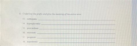 Solved G Underline The Prefix And Give The Meaning Of The