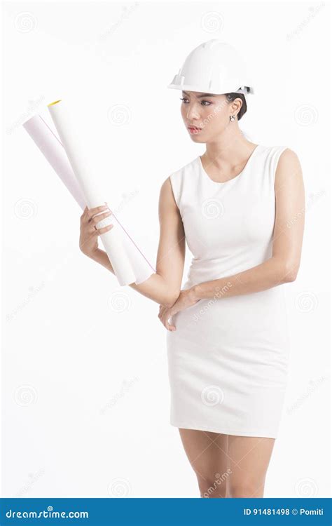 Structural Engineer Holding Drafting Paper Stock Photo Image Of Happy Isolated