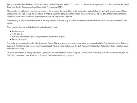 Plug In Overview Dell Telecom Infrastructure Automation Suite 2 2 Software Development Kit