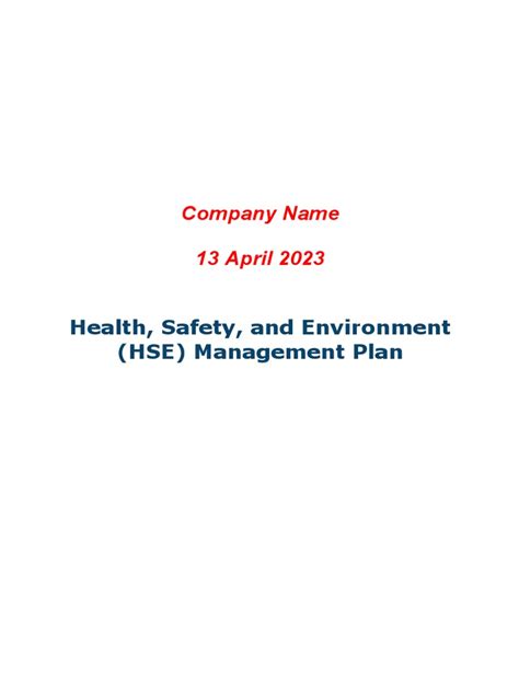 Template Contoh Hse Plan Pdf Risk Dangerous Goods