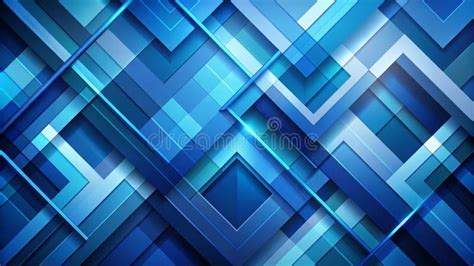 Abstract Blue Geometric Pattern With Overlapping Shapes And Lines Generative Ai Stock