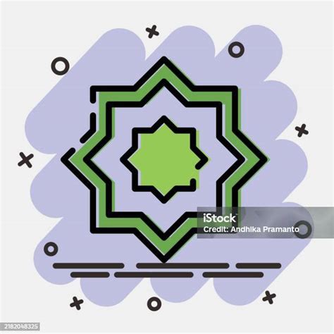 아이콘 이슬람 장식 라마단 이드 알 피트르 이드 알 아드하의 이슬람 요소 만화 스타일의 아이콘 인쇄물 포스터 로고 장식 인사말 카드 등에 적합합니다 0명에 대한 스톡 벡터