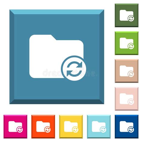 refresh directory white icons on edged square buttons stock