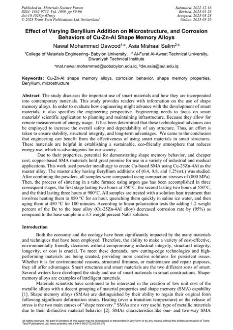 pdf effect of varying beryllium addition on microstructure and
