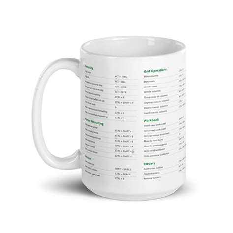 Excel Shortcut Mug Excel Shortcuts White Glossy Mug Etsy