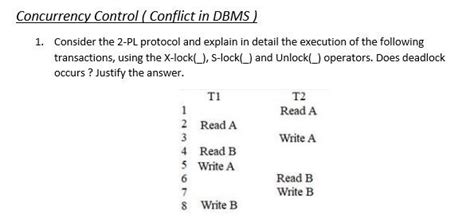 Solved Concurrency Control Conflict In Dbms 1 Consider