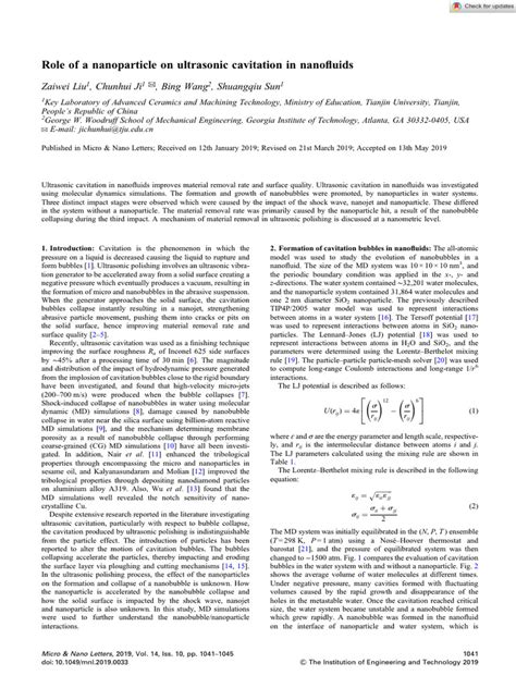 Micro Nano Letters 2019 Liu Role Of A Nanoparticle On Ultrasonic