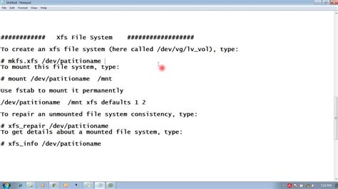 Rhel 7 Create Mount Unmount And Use Vfat Ext4 And Xfs File Systems Youtube