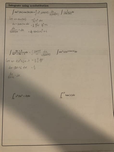 Solved Integrate Using U Substitution Chegg Com