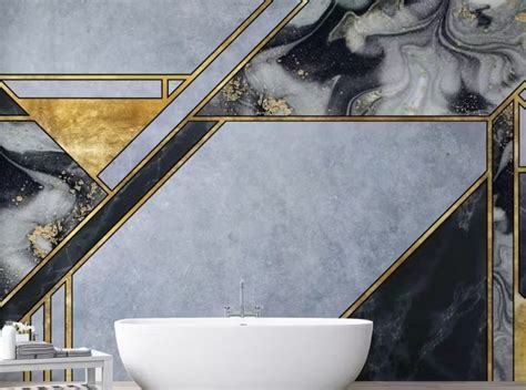 Abstract Gold Geometric Marble Wallpaper Murals Marble Wallpaper