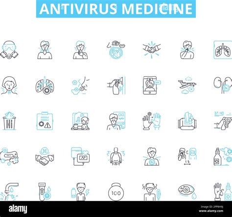 Antivirus Medicine Linear Icons Set Protection Security Safety