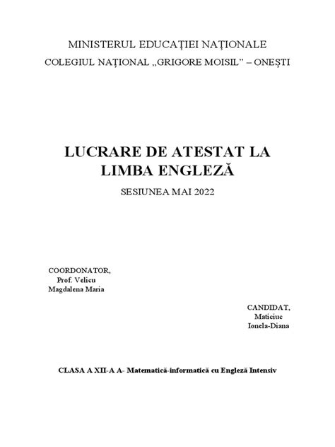Atestat Engleza Pdf