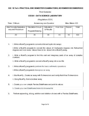 CS Data Science Lab Manual Approved By AICTE New Delhi And Affiliated To Anna
