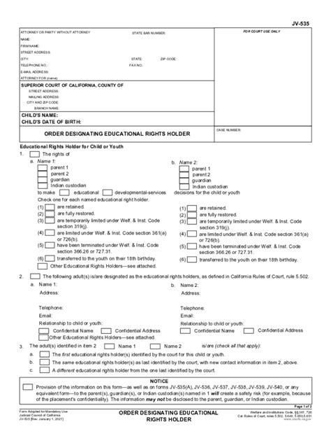 2021 2026 Form Ca Jv 535 Blank Fillable Template Fill Out Print