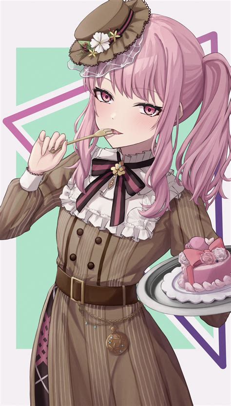 Safebooru 1girl Akiyama Mizuki Bow Cake Cinching Belt Food Fork Hat