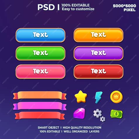 게임 키트 2d 게임 Ui 사용자 인터페이스 캐주얼 게임 Ui 키트 Ui 아트 만화 게임 Ui 쿨 Ui 프리미엄 Psd 파일