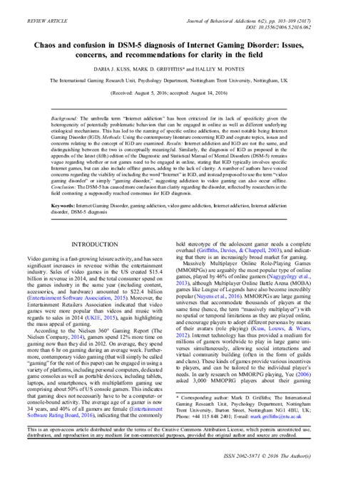 pdf chaos and confusion in dsm 5 diagnosis of internet gaming