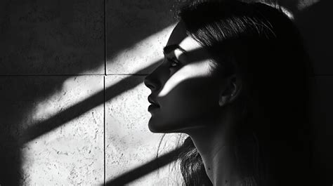 A Woman39s Face Is Half In Shadow Half In Light Looking To The Right