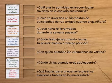 Imperfecto Preguntas Y Respuestas Сопоставить