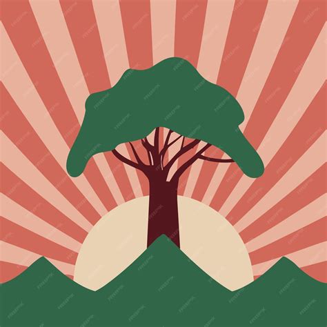 Premium Vector Tree Vector Art Landscape Illustration