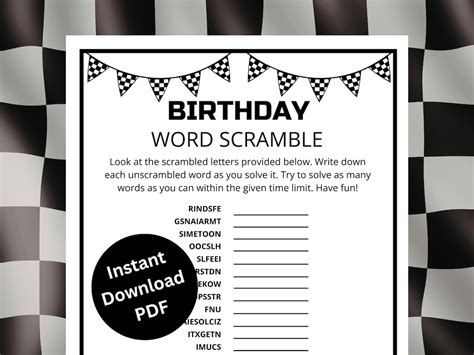 Printable Word Scramble Game For Teens Teen Birthday Party Game