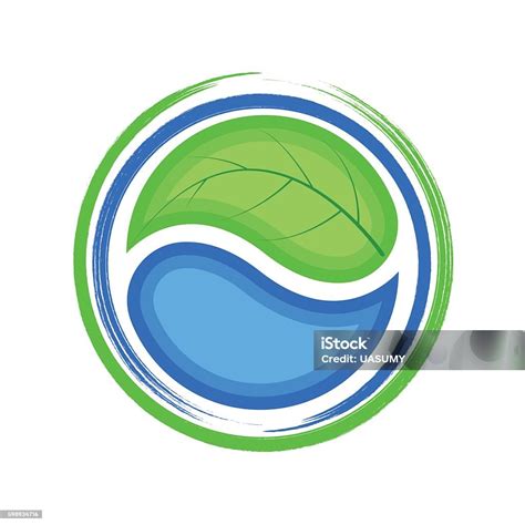 에코 로고 그린 리프와 블루 드롭 워터 생태 아이콘 0명에 대한 스톡 벡터 아트 및 기타 이미지 0명 모양 벡터 Istock