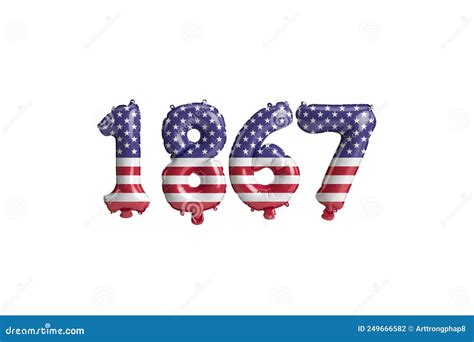3d Illustration Of 1867 Balloon With Usa Flag Colors Isolated On White Background