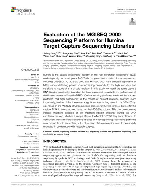 pdf evaluation of the mgiseq 2000 sequencing platform for illumina