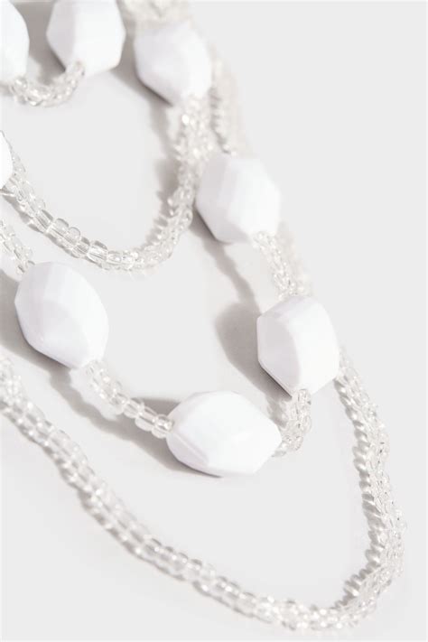 White Beaded Layered Necklace Yours Clothing