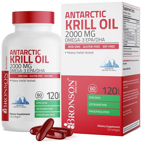 Bronson Antarctic Krill Oil Omega 3 Epa Dha With Astaxanthin Non Gmo