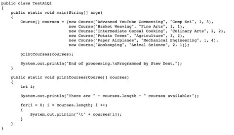 Solved Create A New Java File And Name It Course Java You Chegg