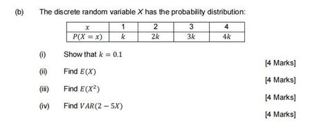 Solved The Discrete Random Variable X Has The Probability Chegg Com
