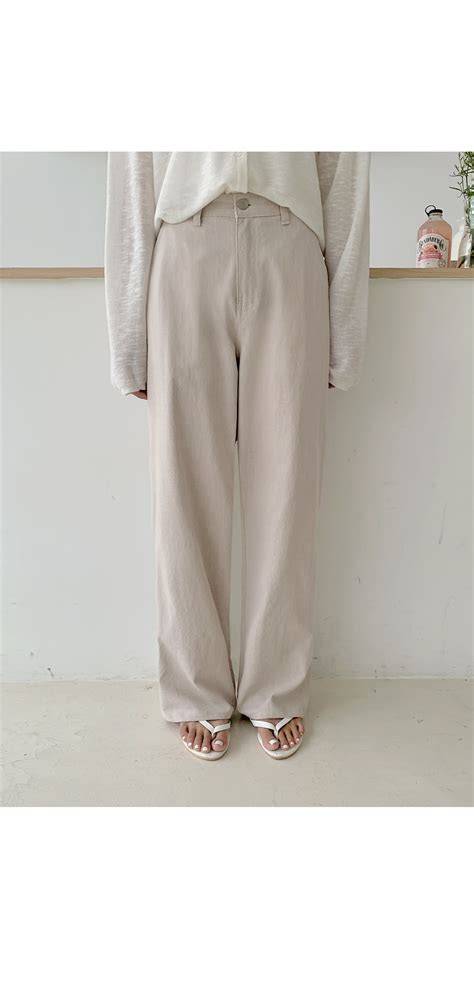 Made 루피브 코튼린넨 뒷밴딩 롱와이드팬츠25~36 ♥핫핑♥