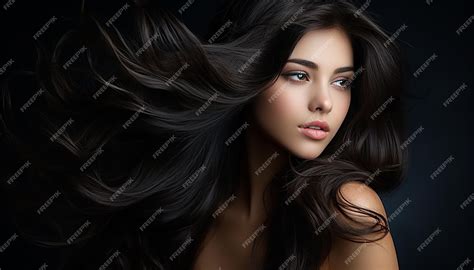 Premium Photo A Woman With Long Hair And A Black Background