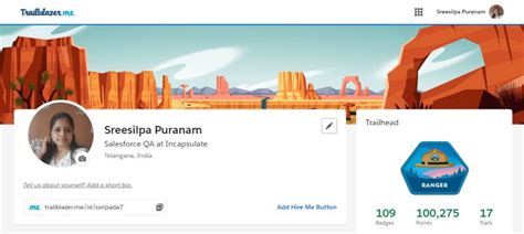 Sree Silpa Puranam On Linkedin Trailhead Learning Salesforce Rangerstar