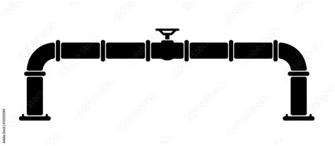 Water Oil Or Gas Pipeline With Fittings And Valves Pipeline And Black