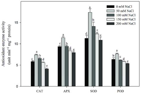 Effect Of Nacl Stress On Activities Of Cat Sod Apx And Pod In R Download Scientific Diagram