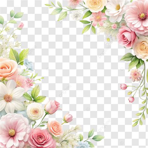 Soft Pastel Flower Corner Border On White Background Soft Pastel