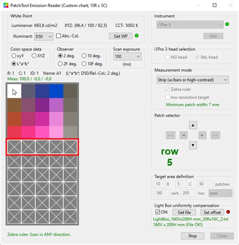 patchtool emission reader tool custom chart mode