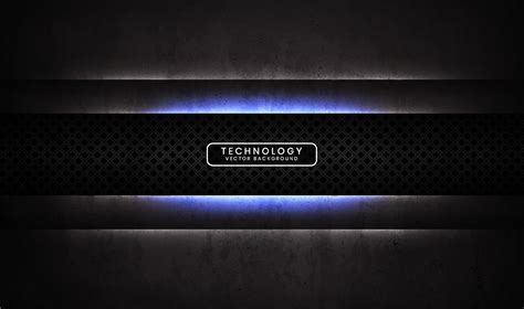 3d Black Rough Grunge Techno Abstract Background Overlap Layer On Dark Space With Blue Light