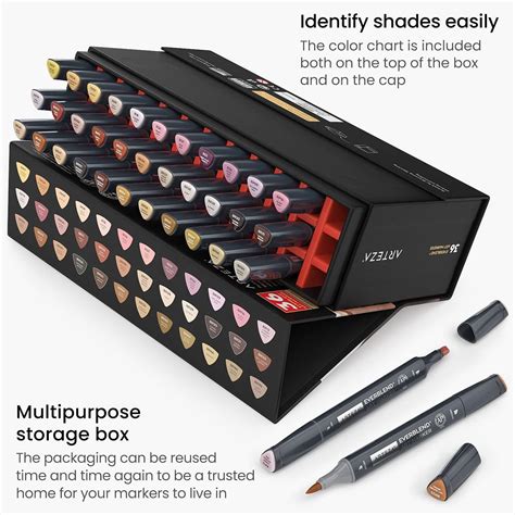 Arteza Alcohol Markers Set Of 12 Classic Colors Everblend Dual Tip