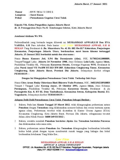 Draf Gugatan Cerai Buana Pdf