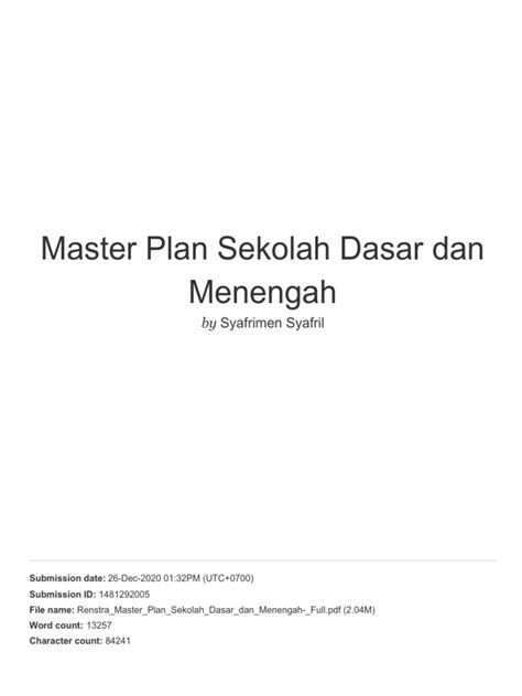 6 Master Plan Sekolah Dasar Dan Menengah Download Free Pdf