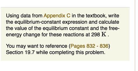 solved using data from appendix c in the textbook write the