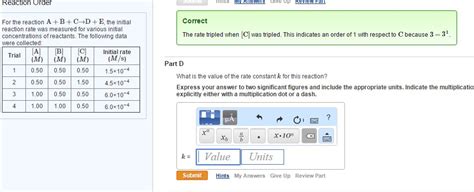 Solved For The Reaction A B C D E The Initial Chegg