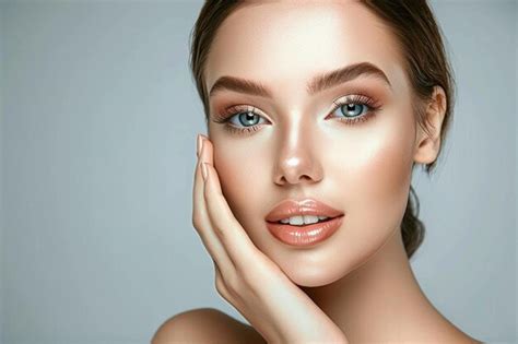 Premium Photo Portrait Of A Beautiful Young Woman Doing Skin Care On
