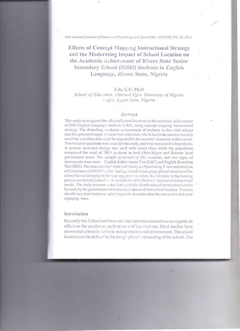 Pdf Effects Of Concept Mapping Instructional Strategy And The Moderating Impact Of School