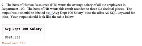 Solved 9 The Boss Of Human Resources Hr Wants The Average