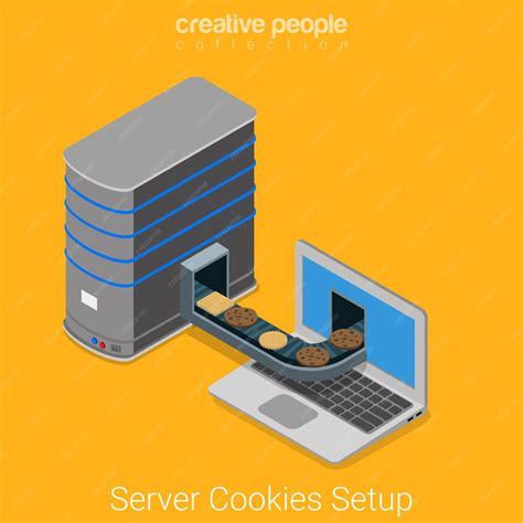 Free Vector Server Sending Cookies Conveyor To End User Laptop